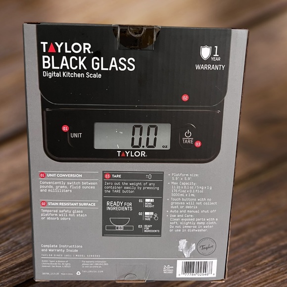 Taylor | Kitchen | New Taylor Black Glass Digital Kitchen Scale 1 Lb5kg ...